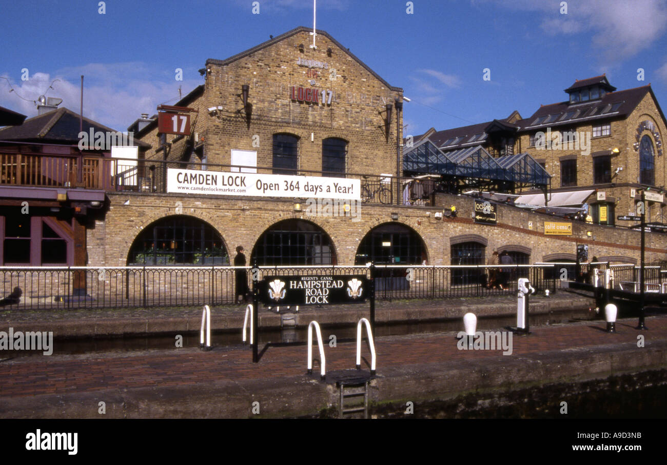 View of Camden Lock Market and canal Camden Town London England United ...