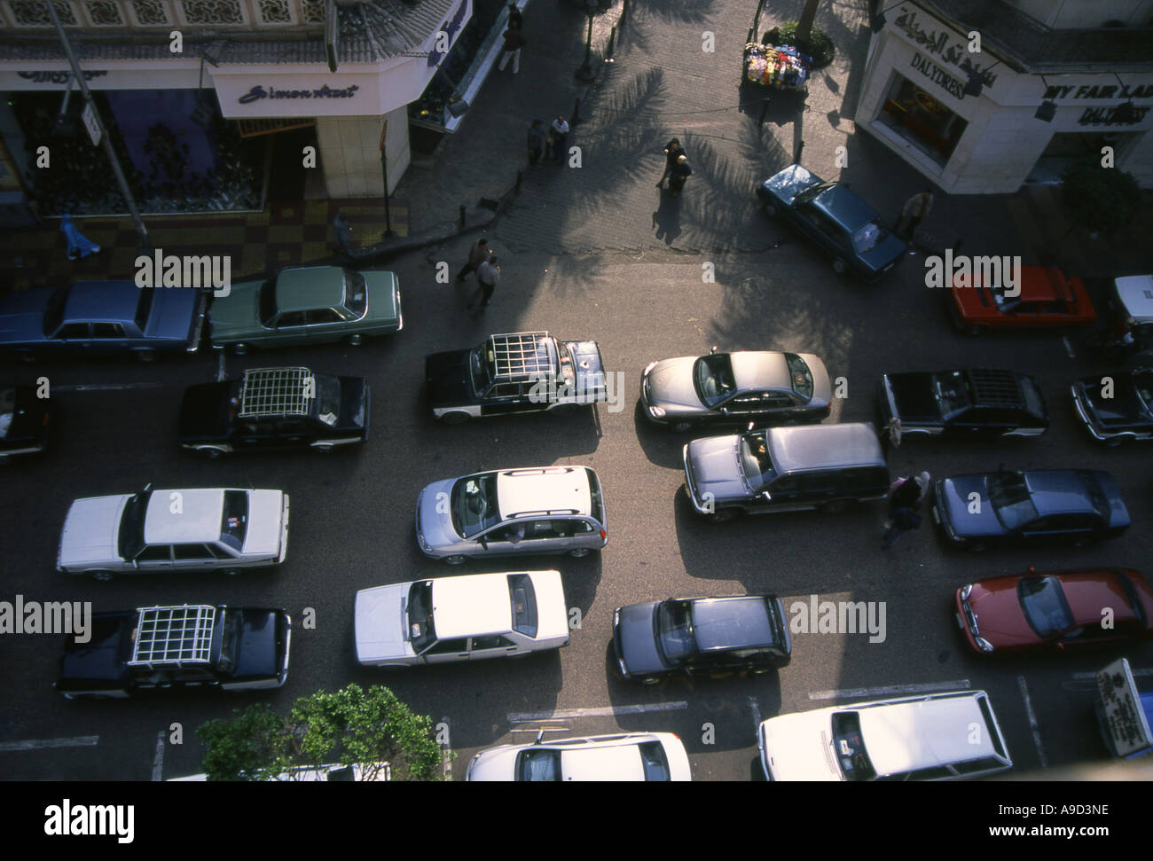 Panoramic View of road above busy city centre Cairo Arab Republic of ...