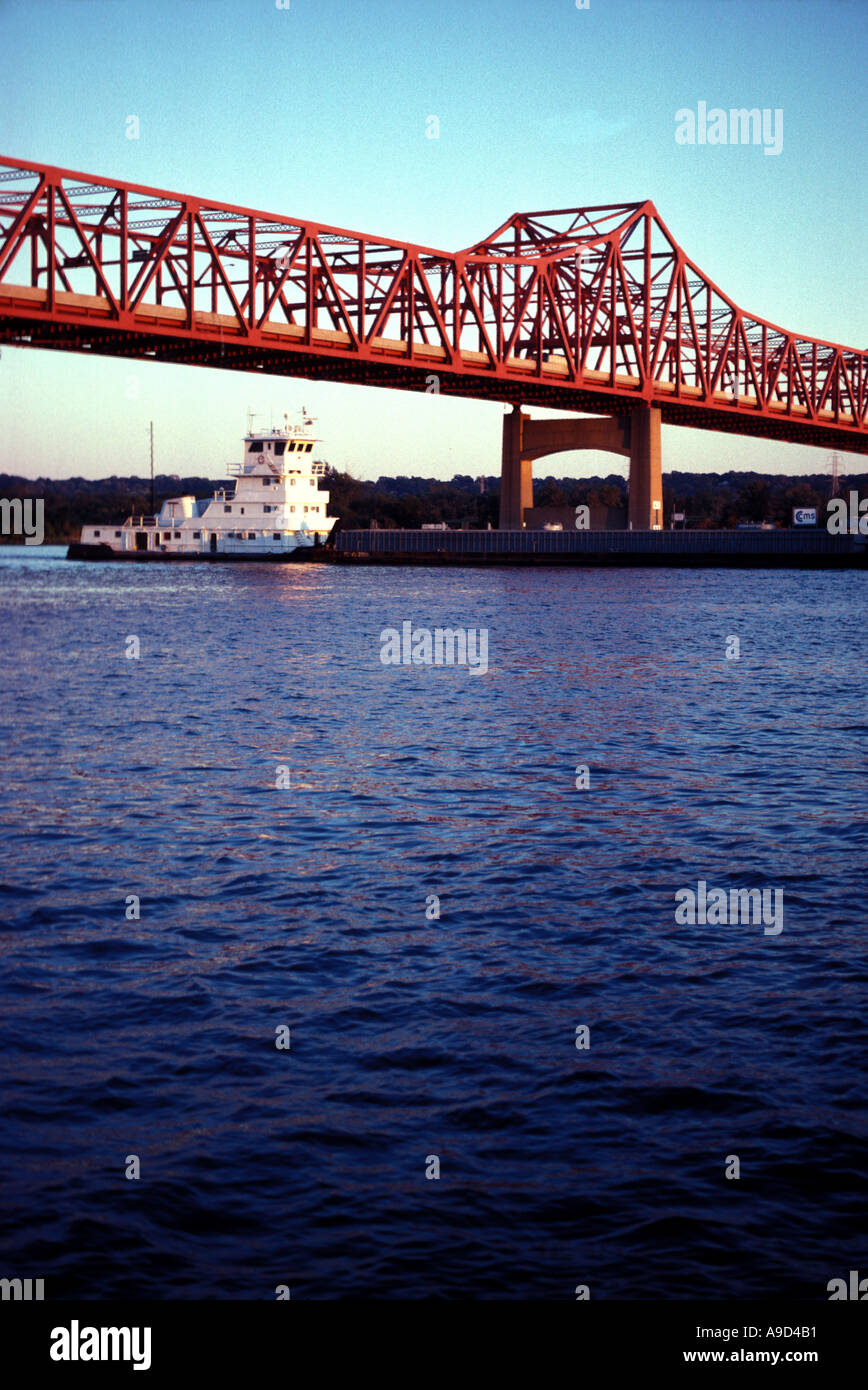 Tug boat and bridge Stock Photo - Alamy