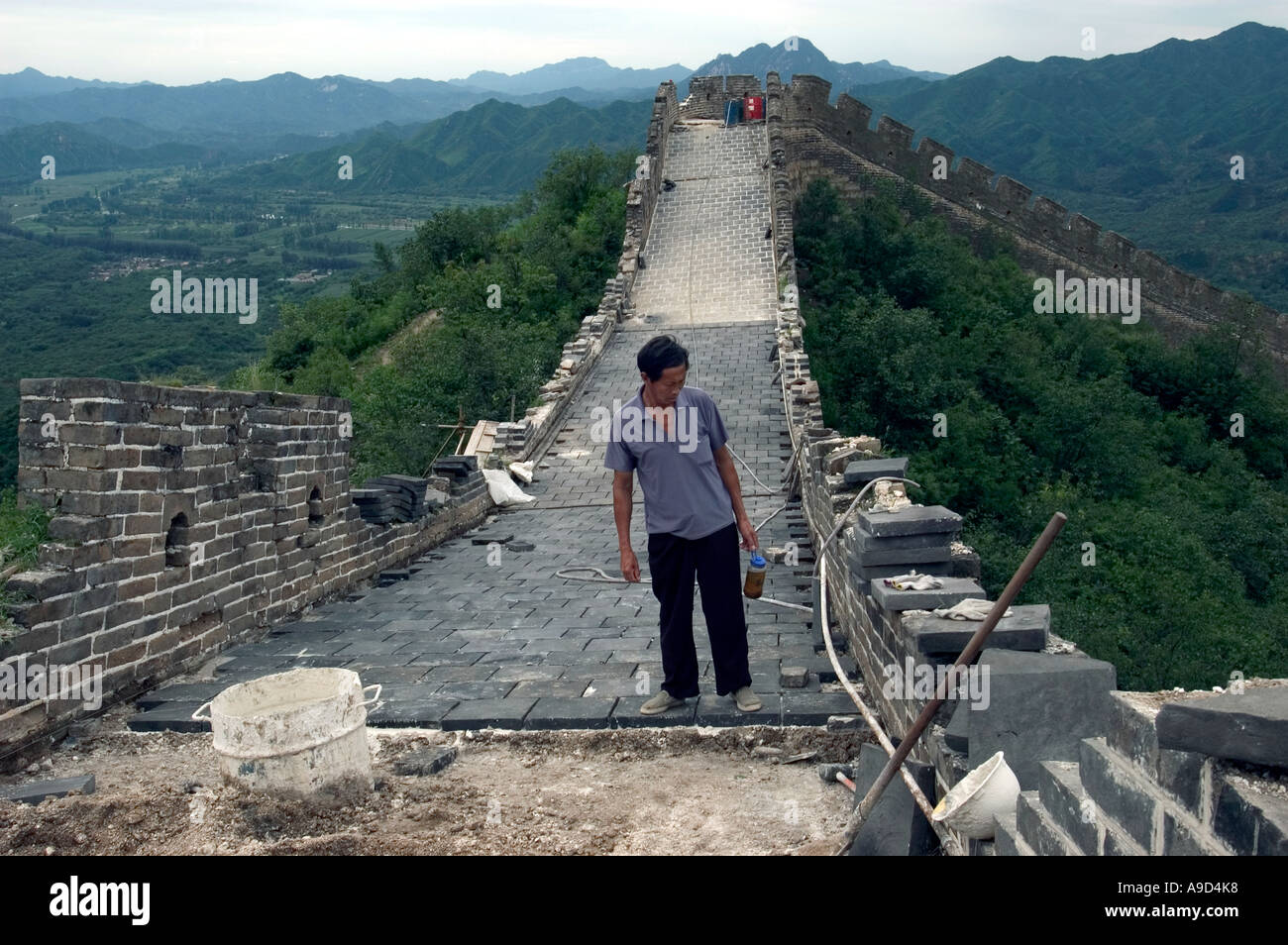 Workers repair the Huanghuacheng section of the Great Wall in suburban ...
