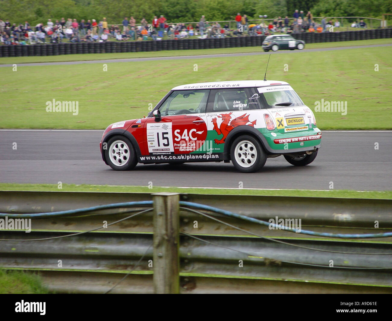 S4C Television Channel advertising on a Motor racing car in England GB ...