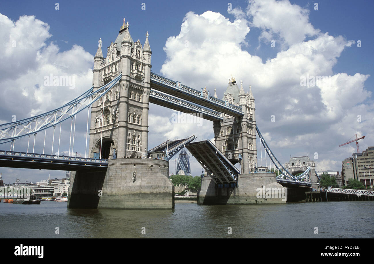 Tower bridge opening in London Stock Photo - Alamy