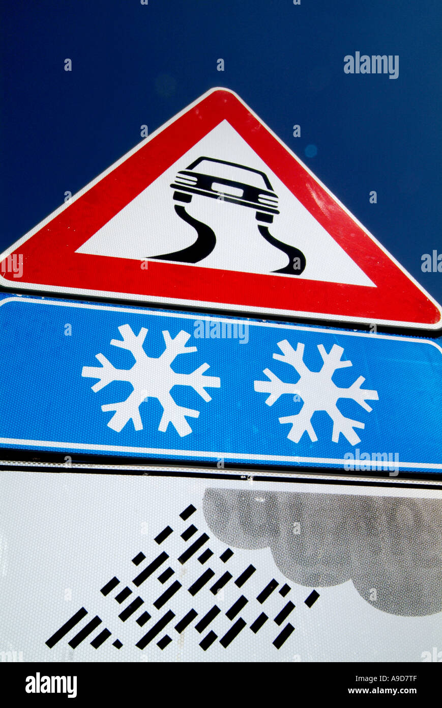 road, sign, ice, winter, slippy, winter, motoring, grip, slip ...