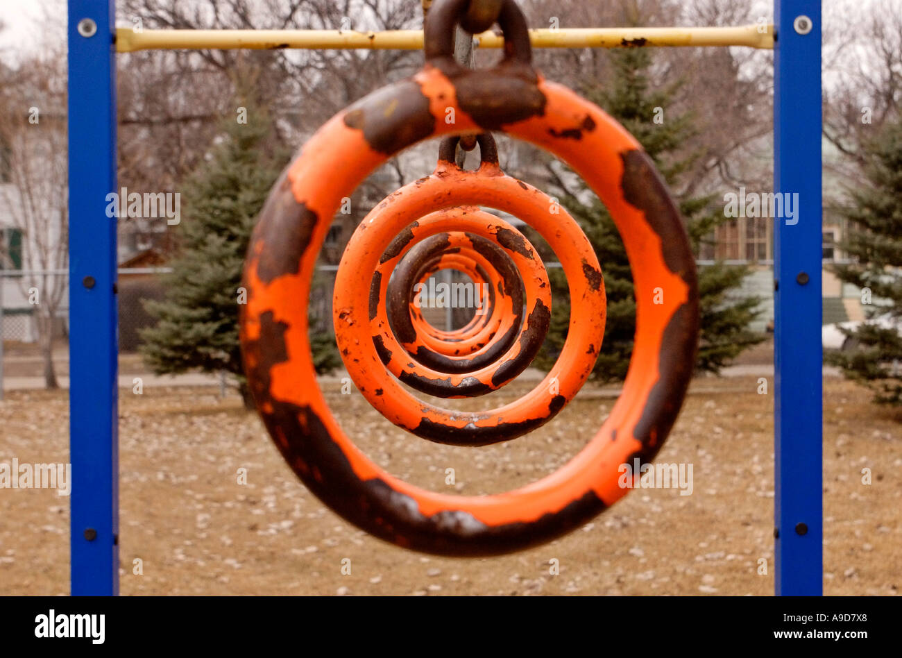 Monkey rings in a Moose Jaw park in scenic Saskatchewan Canada Stock ...