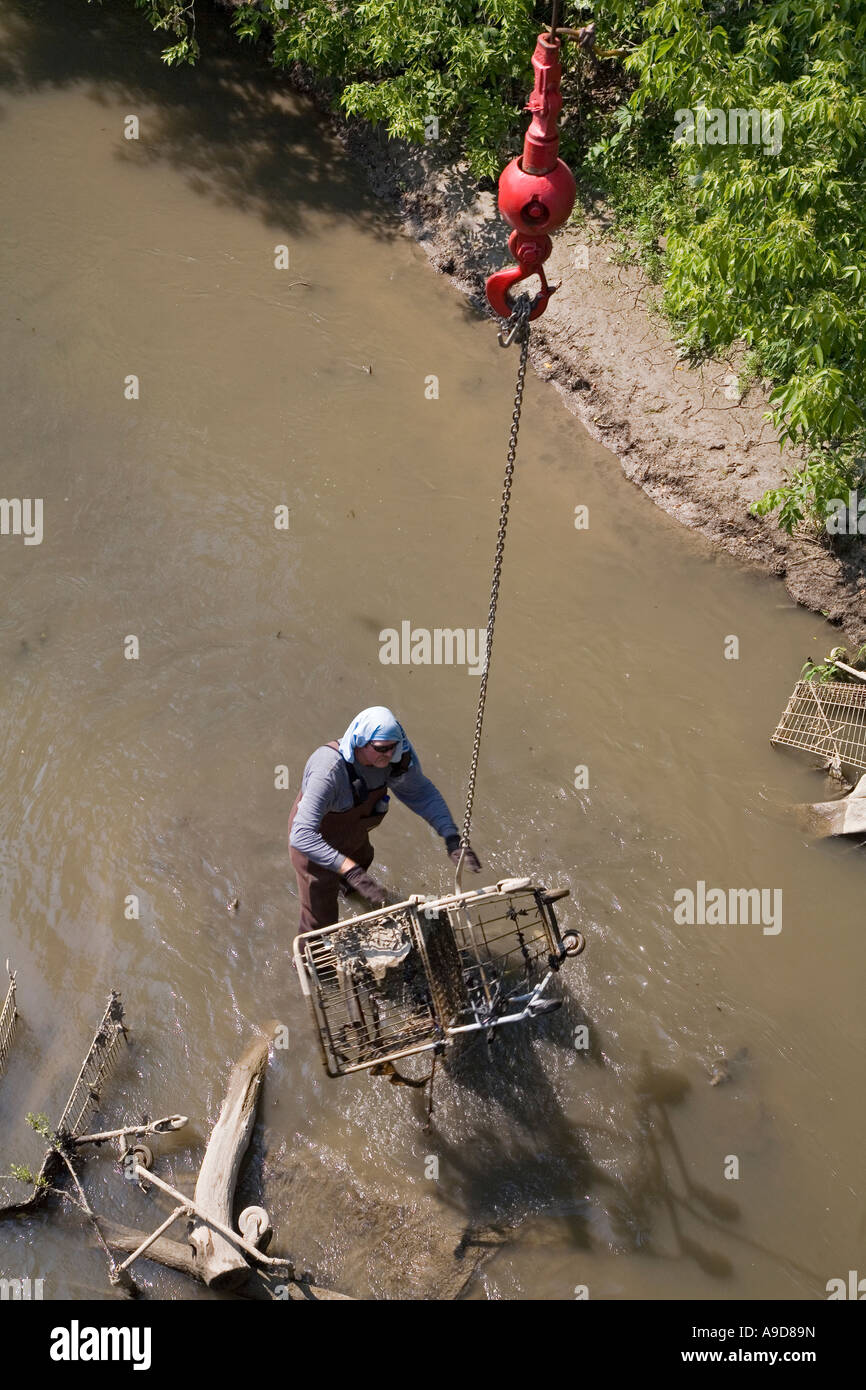 Volunteers Remove Trash from River Stock Photo - Alamy