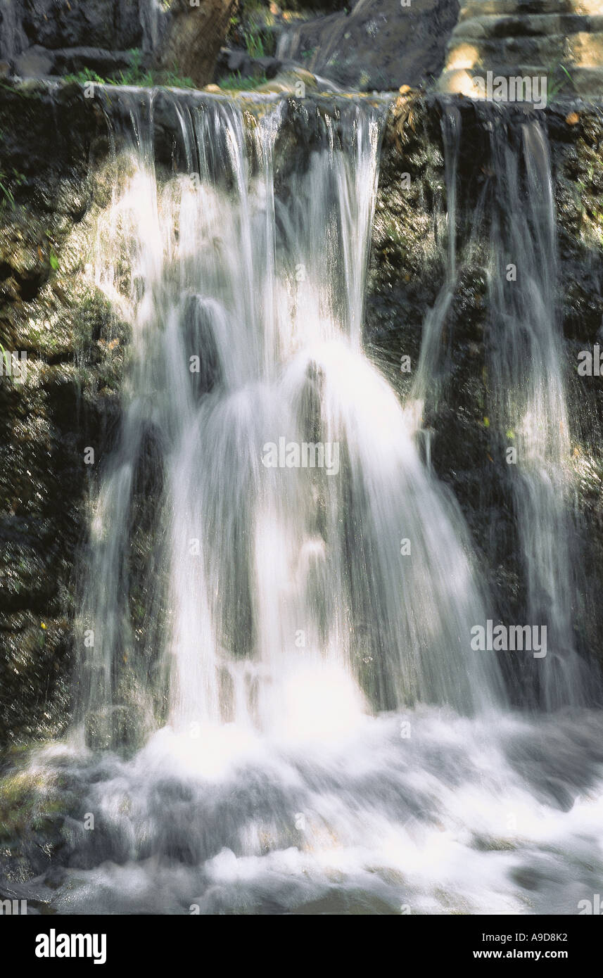 MMN77010 Movement blur of water at waterfall in Rock garden Chandigarh ...