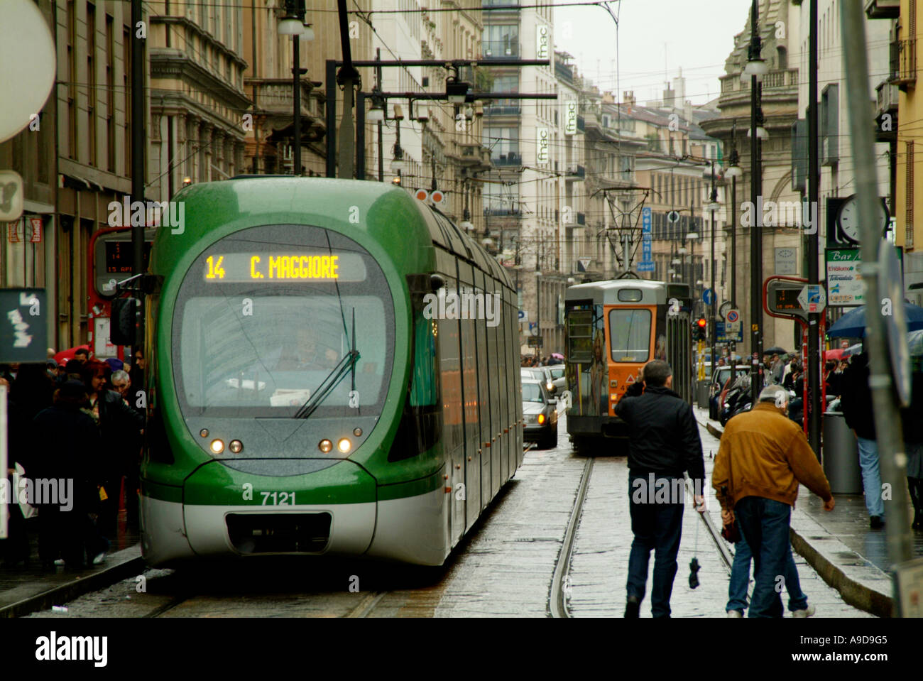 tram, trams, on, the streets, of Milan, Italy, Italian, city, style ...