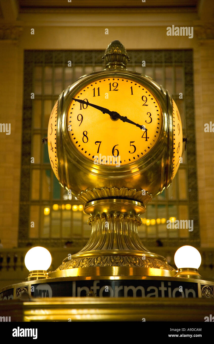 Clock in Grand Central Terminal Station main concourse in midtown ...