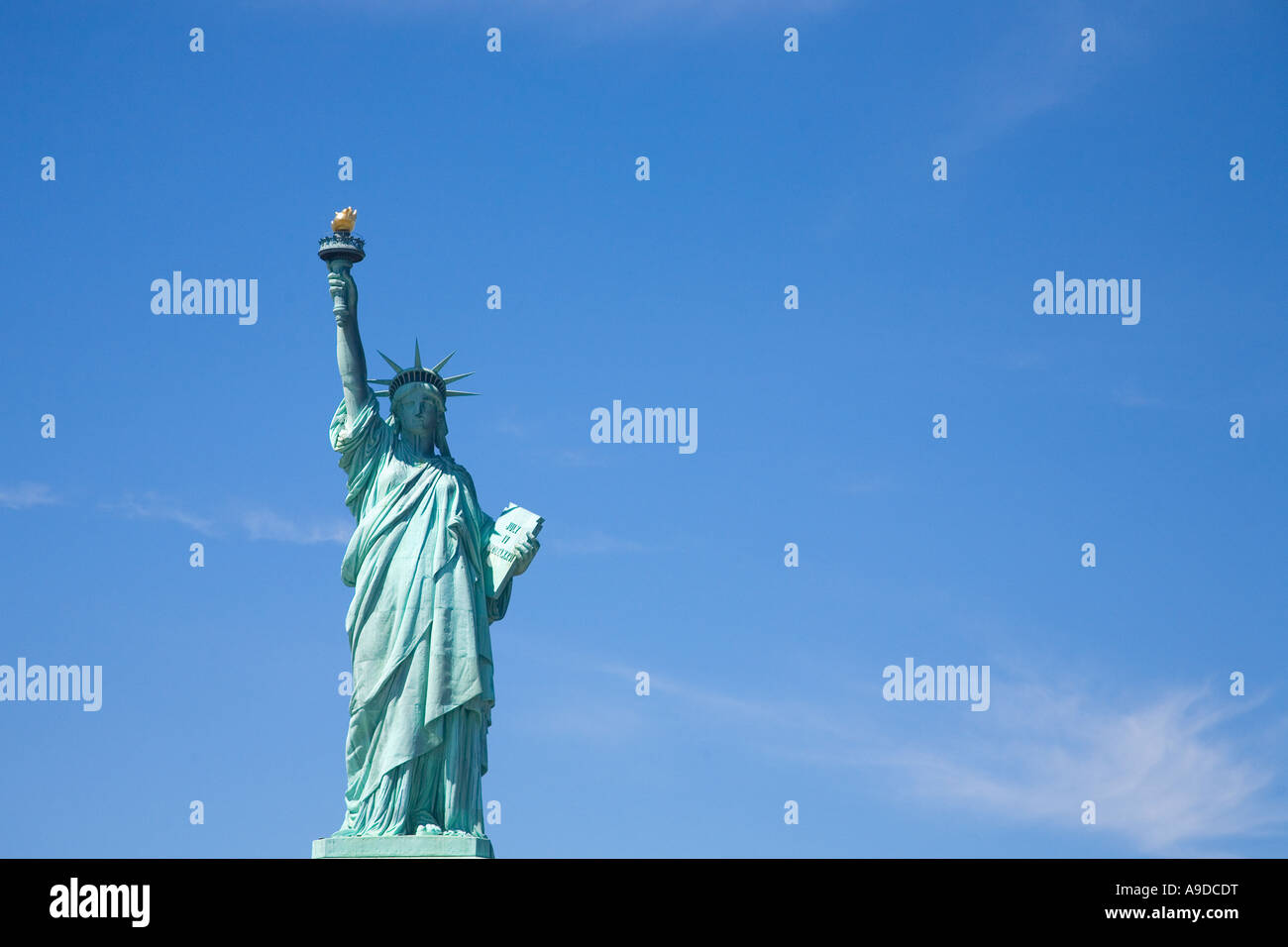 "Statue of Liberty" in sun sunshine and blue sky New York City United ...