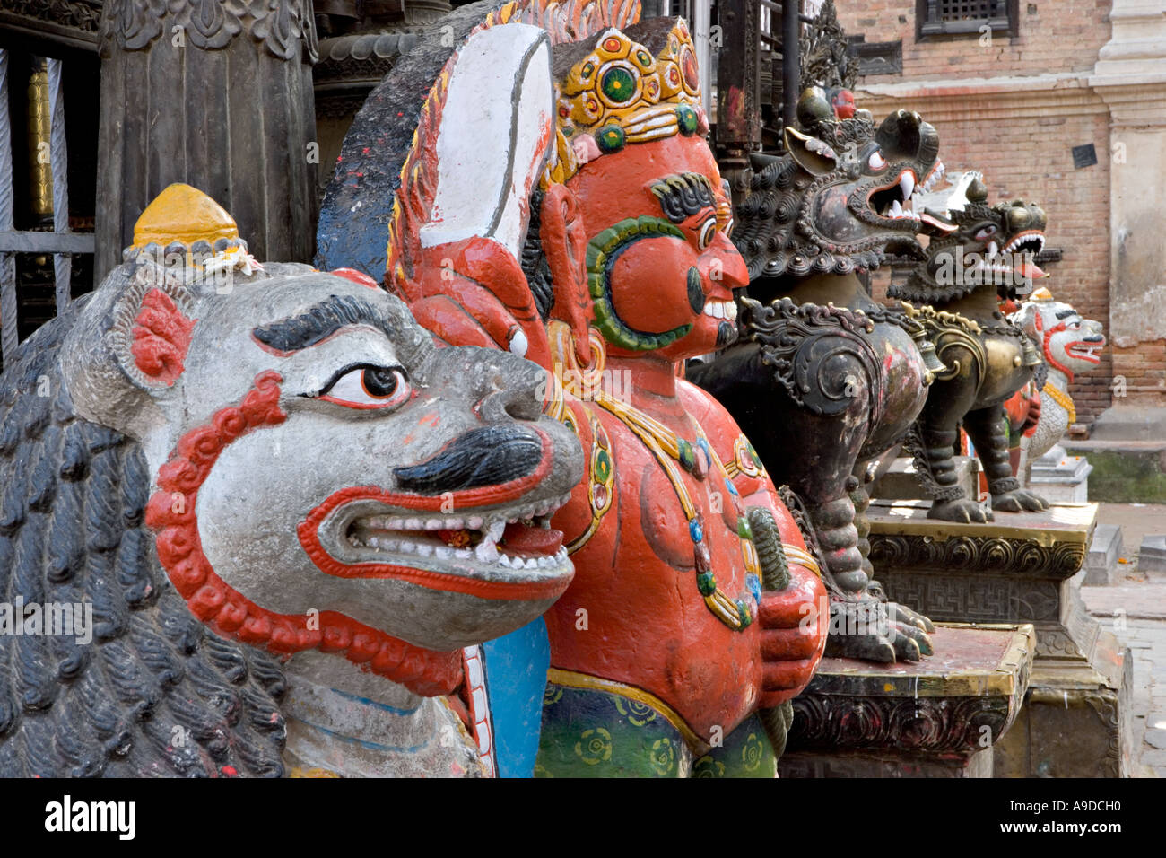 Statues at Minanath temple Patan Kathmandu Nepal Stock Photo - Alamy