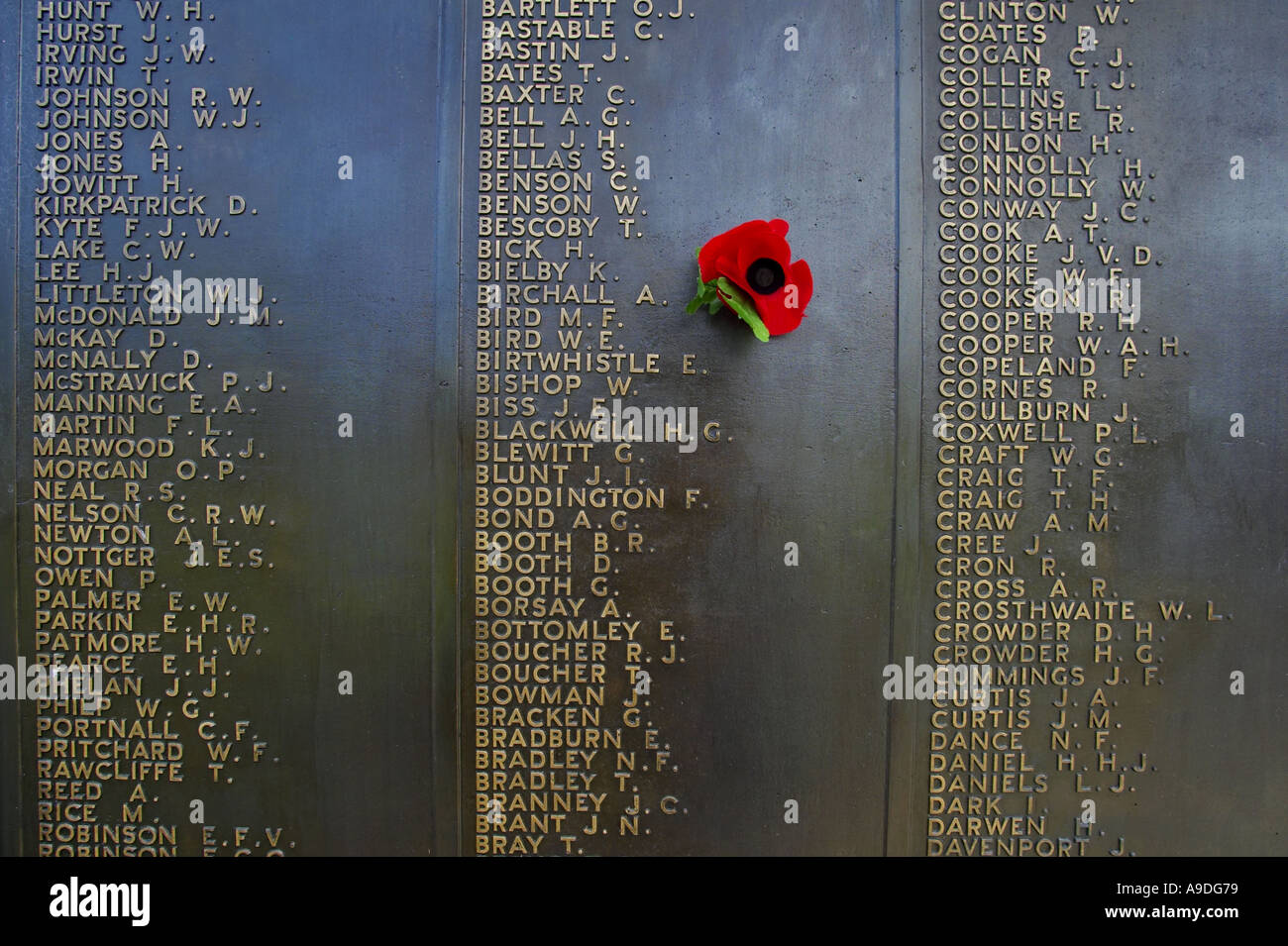 Names on the war memorial on Plymouth Hoe Devon UK Stock Photo - Alamy