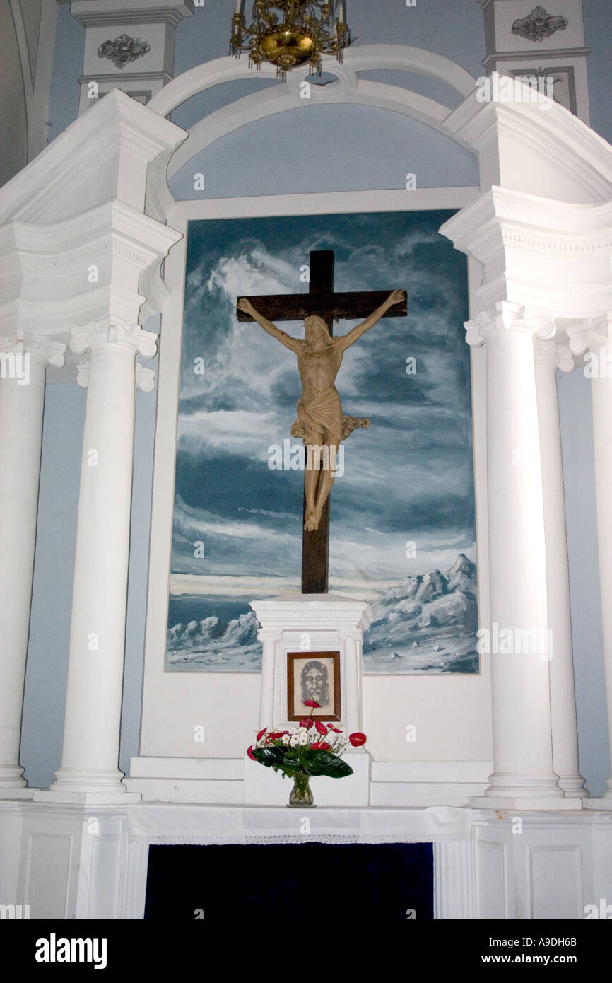 Crucifix in St Katherine's Polish Catholic church. Rzeczyca Poland ...