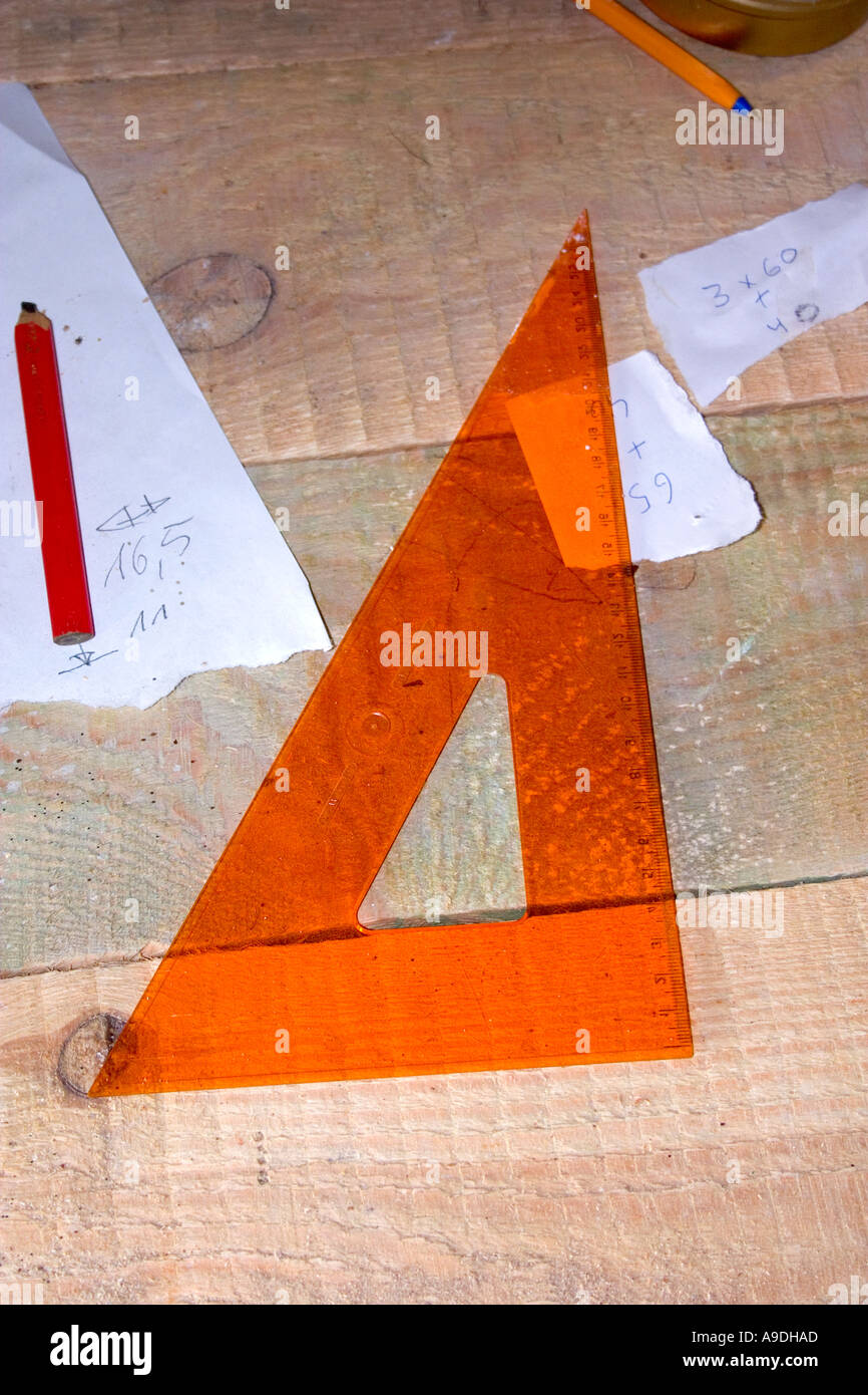 Draftsmen's metric triangle ruler and measuring plans. Zawady Poland ...