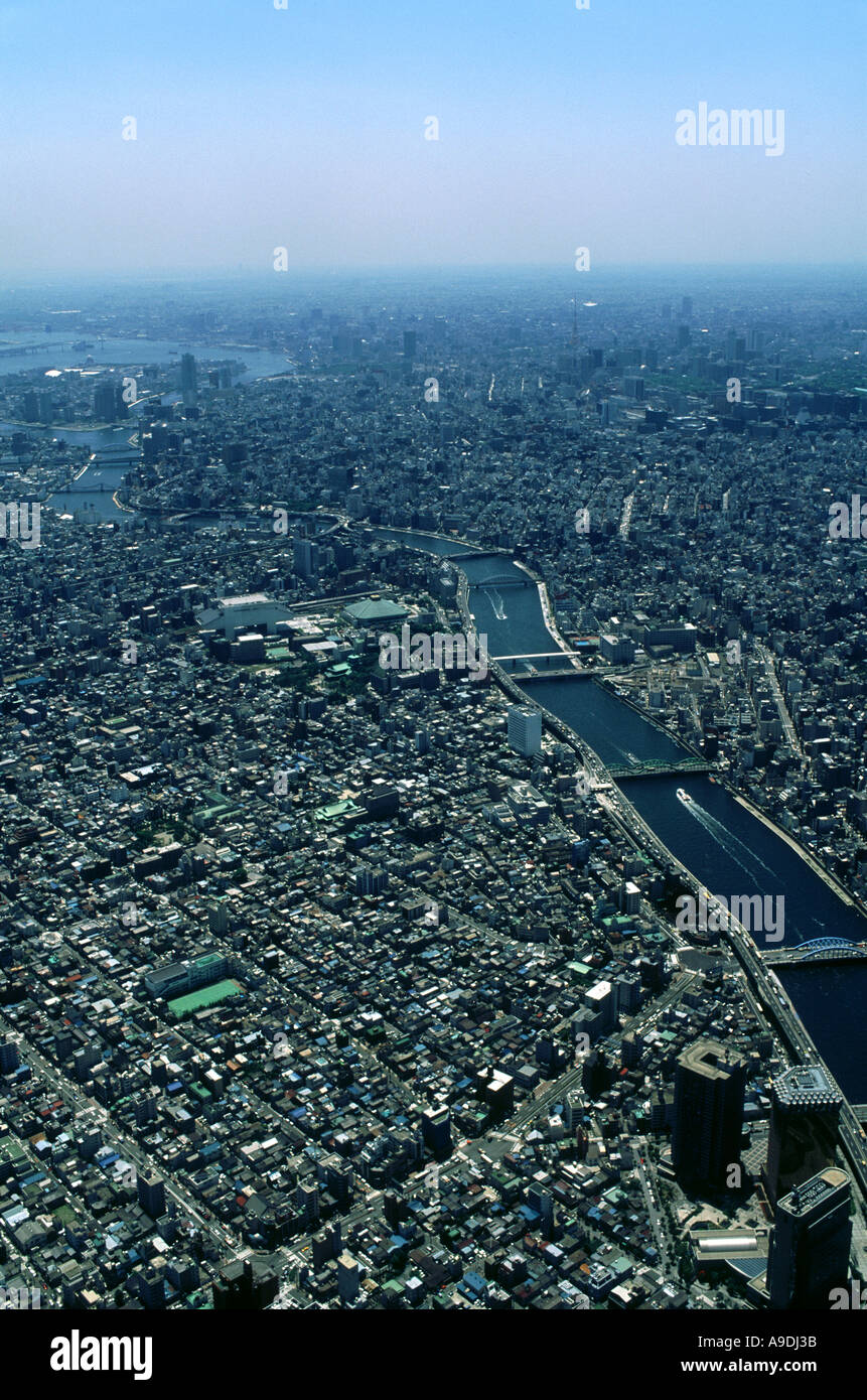Aerial view of River Sumida Tokyo Japan Stock Photo - Alamy