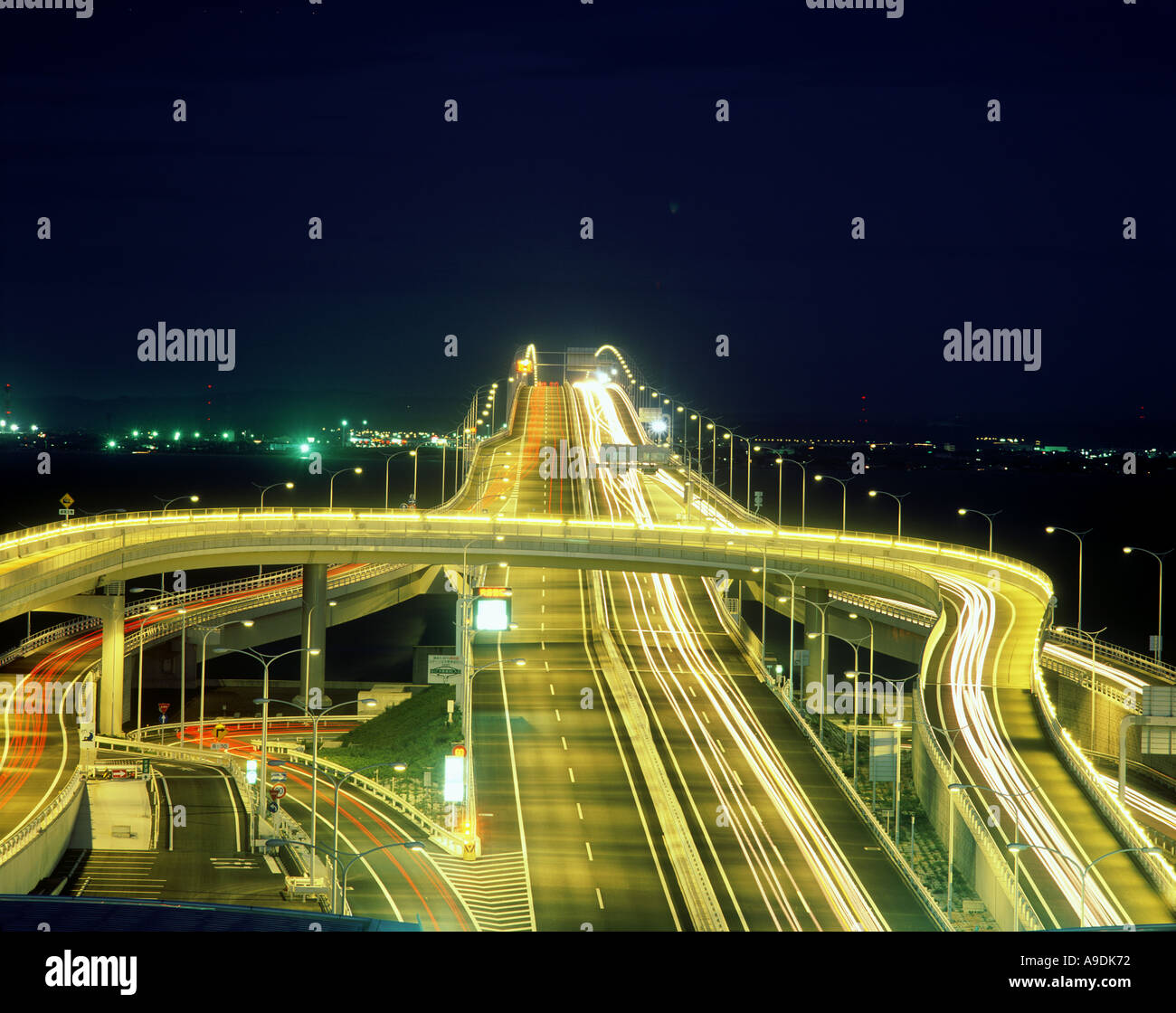 Night view of Aqualine Tokyo Bay Japan Stock Photo - Alamy