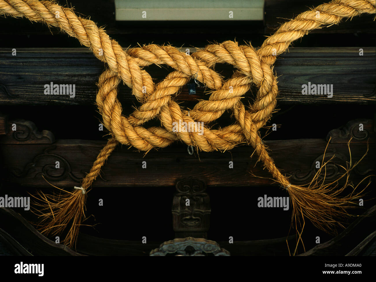 Shimenawa Sacred rope at temple Kyoto Japan Stock Photo - Alamy