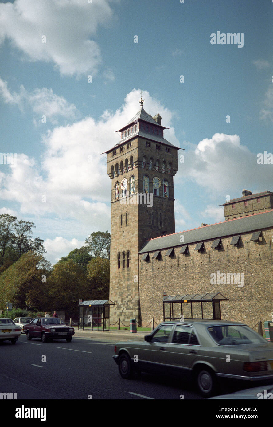 Clock Tower of Cardiff Castle in Wales Stock Photo - Alamy