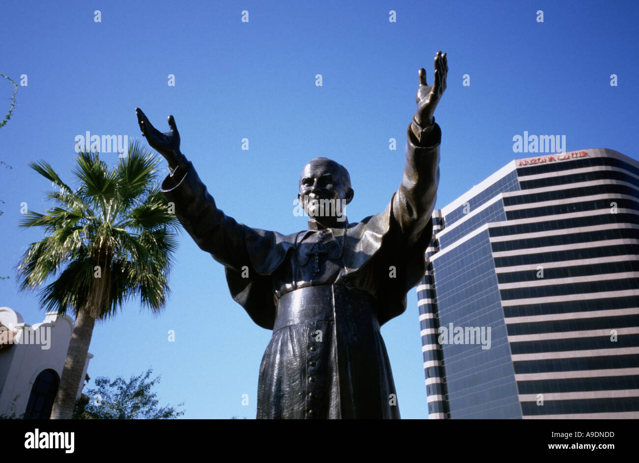 USA Arizona Phoenix Downtown St Marys Basilica Pope John Paul II statue ...