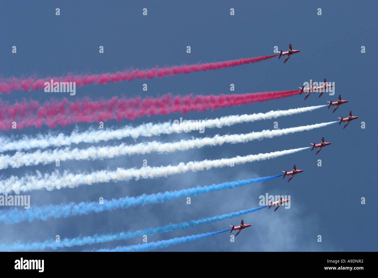 The famous Red Arrows aerobatic display team in action Stock Photo - Alamy