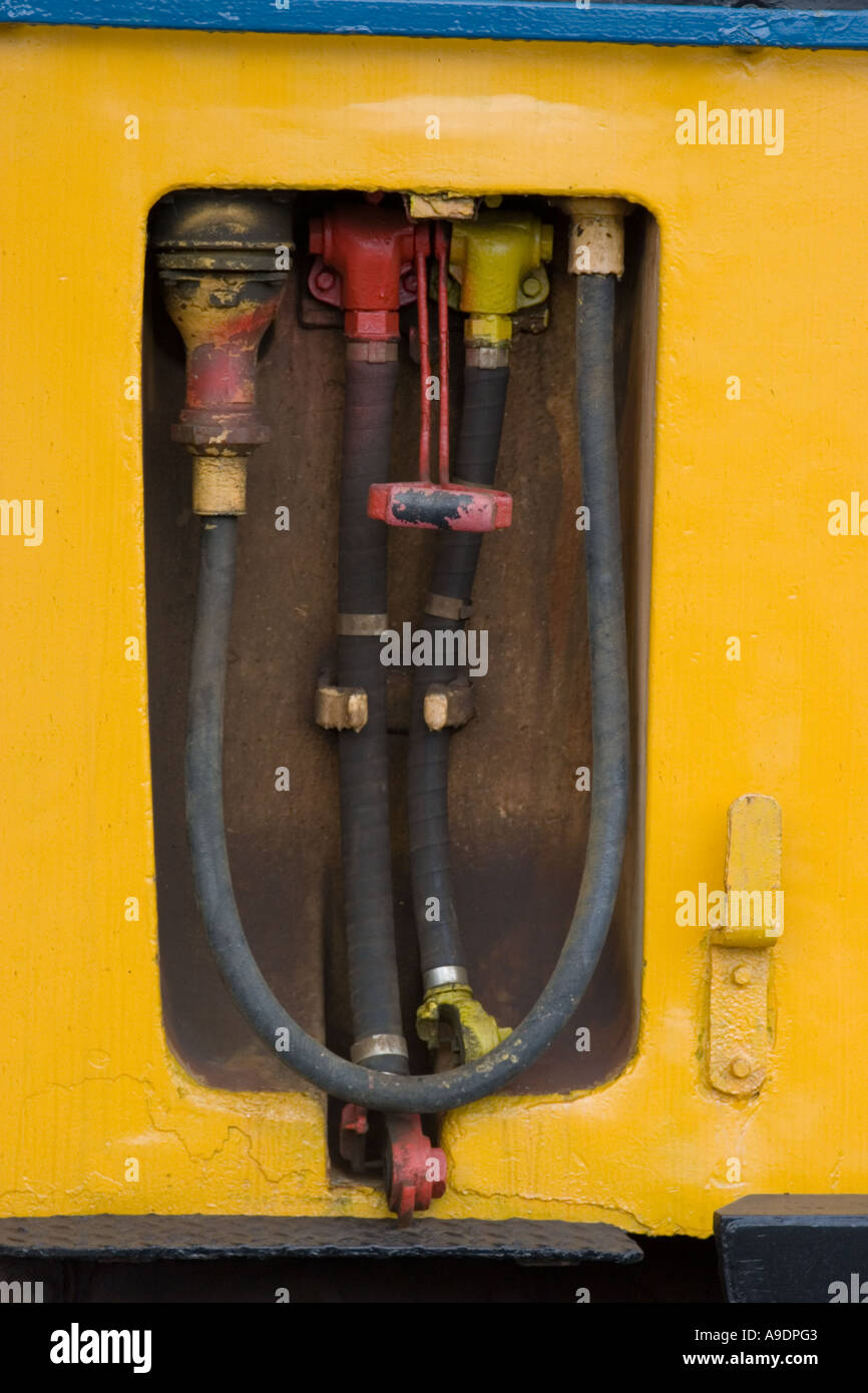 Pipes and hoses at the head of a diesel engine Stock Photo - Alamy