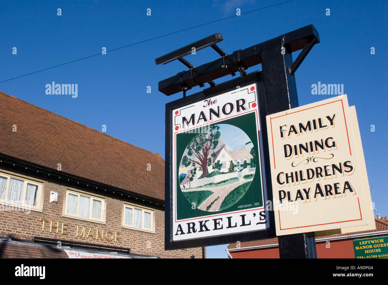 The Manor pub sign in Rodbourne Cheney Swindon Stock Photo - Alamy