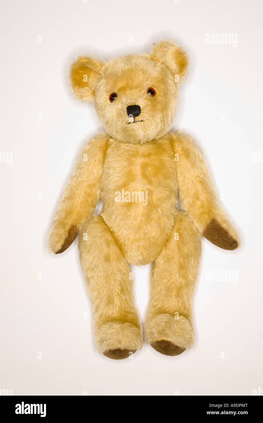 Traditional Teddy Bear flat lay on white background Stock Photo - Alamy