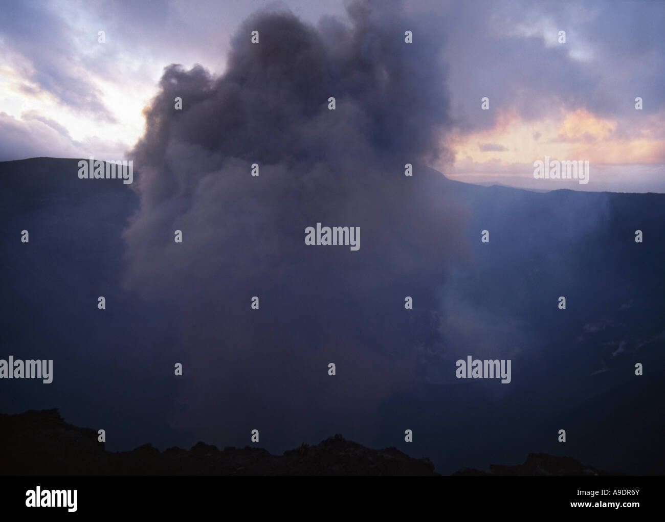 Small volcanic explosion at the crater peak of Mount Yasur Volcano on ...