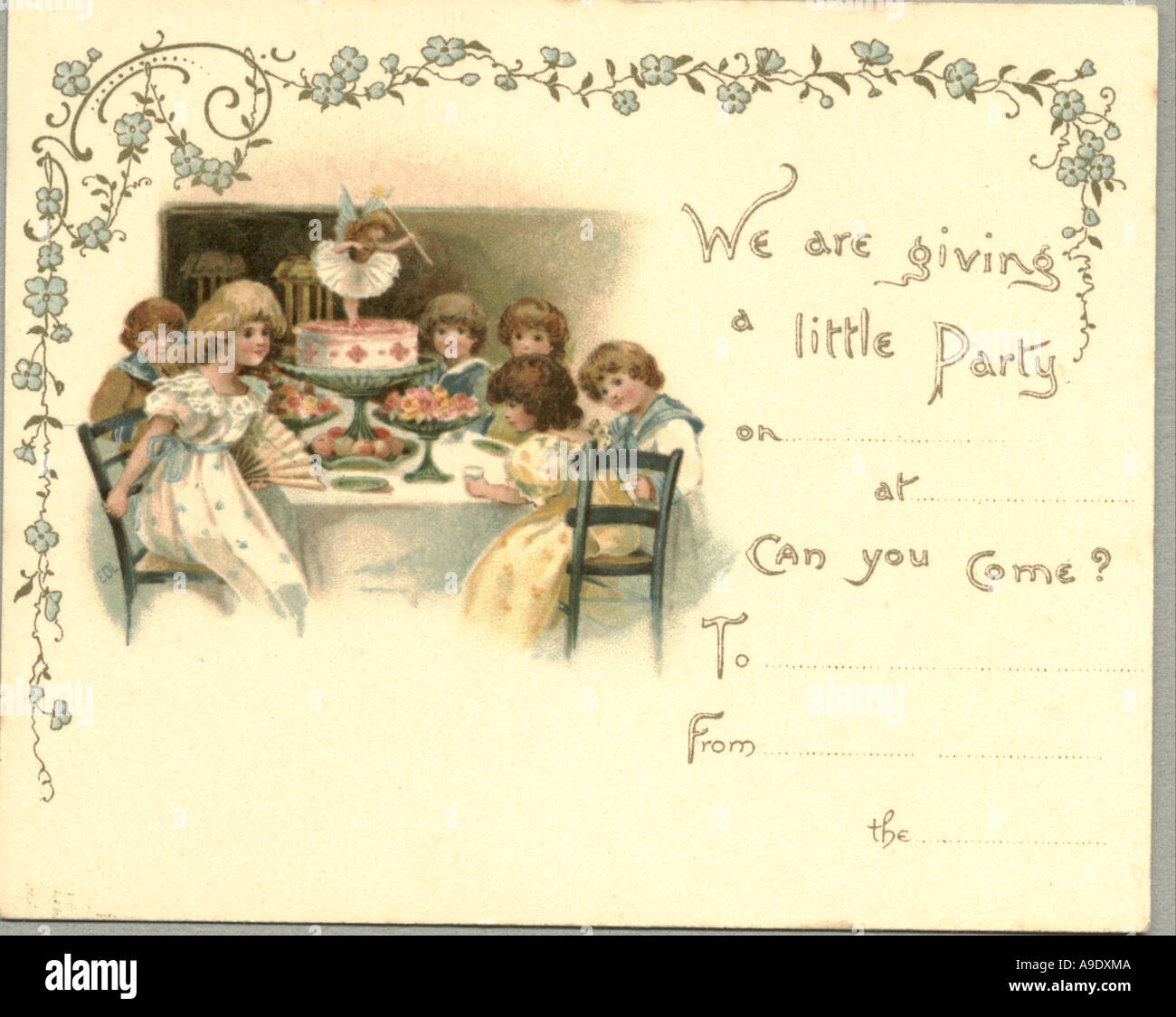 Children's party invitation circa 1900 Stock Photo - Alamy
