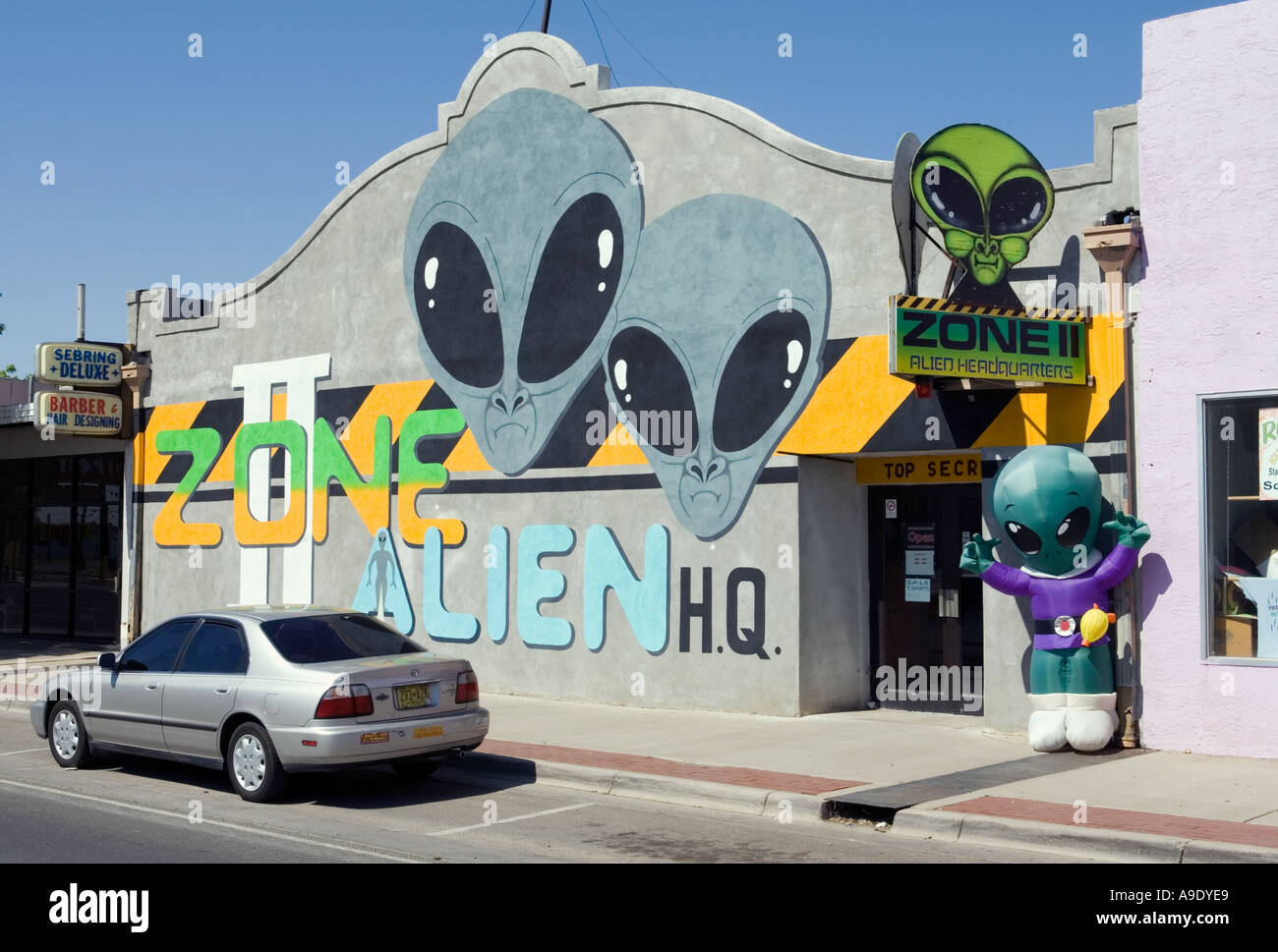 An inflatable alien character greets visitors to a store in Roswell New ...
