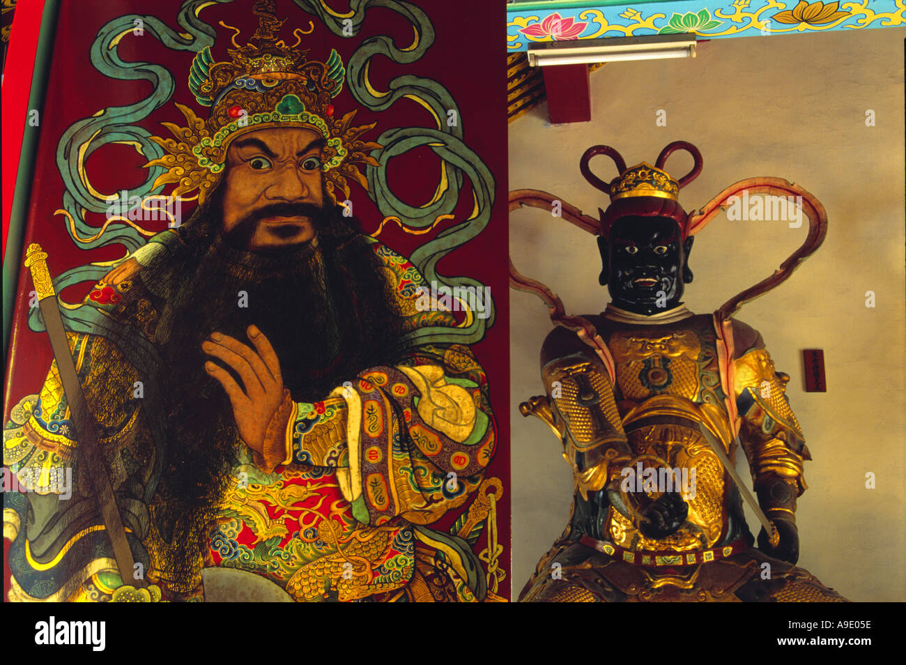 Door god and Lo Han god at Tainan temple Taiwan Stock Photo - Alamy