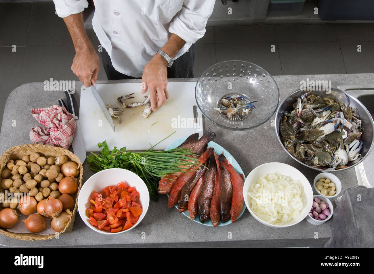Preparing seafood hi-res stock photography and images - Alamy