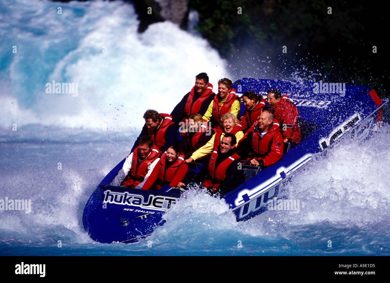 Jet boat spin in front of Huka Falls Huka Jet New Zealand model ...