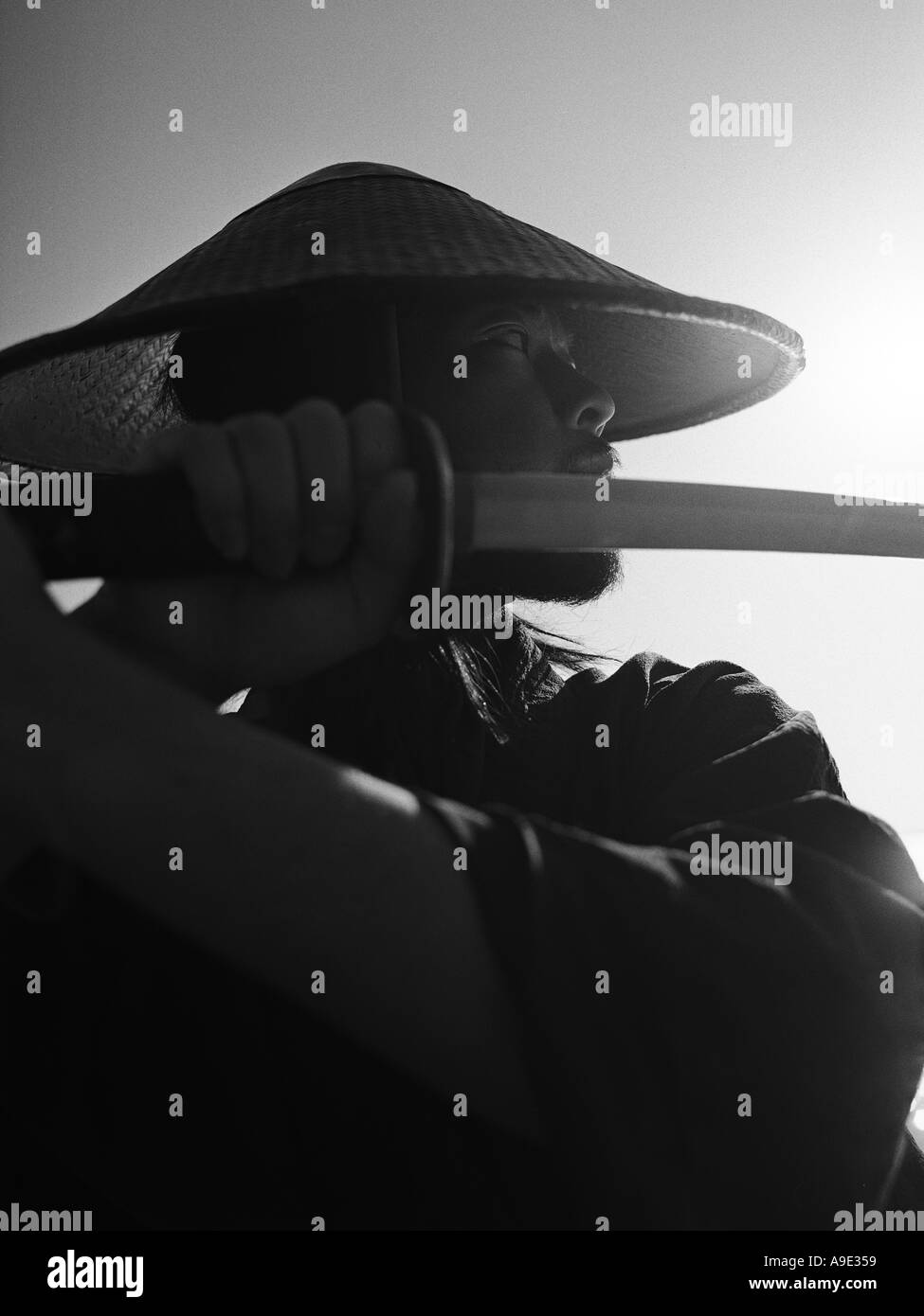 Samurai with raised sword hi-res stock photography and images - Alamy