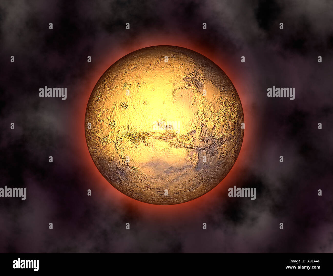 Planet Mars With Computer Generated Solar System As Background Stock ...