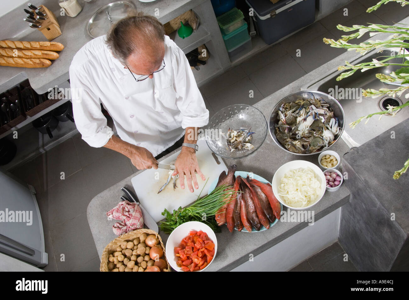 chef preparing seafood for cooking Stock Photo - Alamy