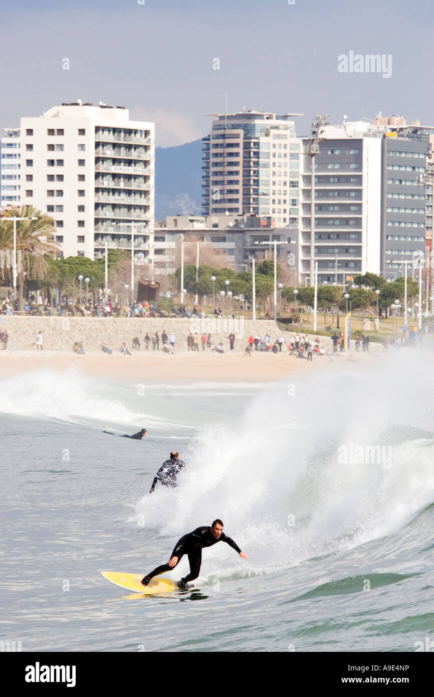 Surf in Barcelona beach Stock Photo - Alamy