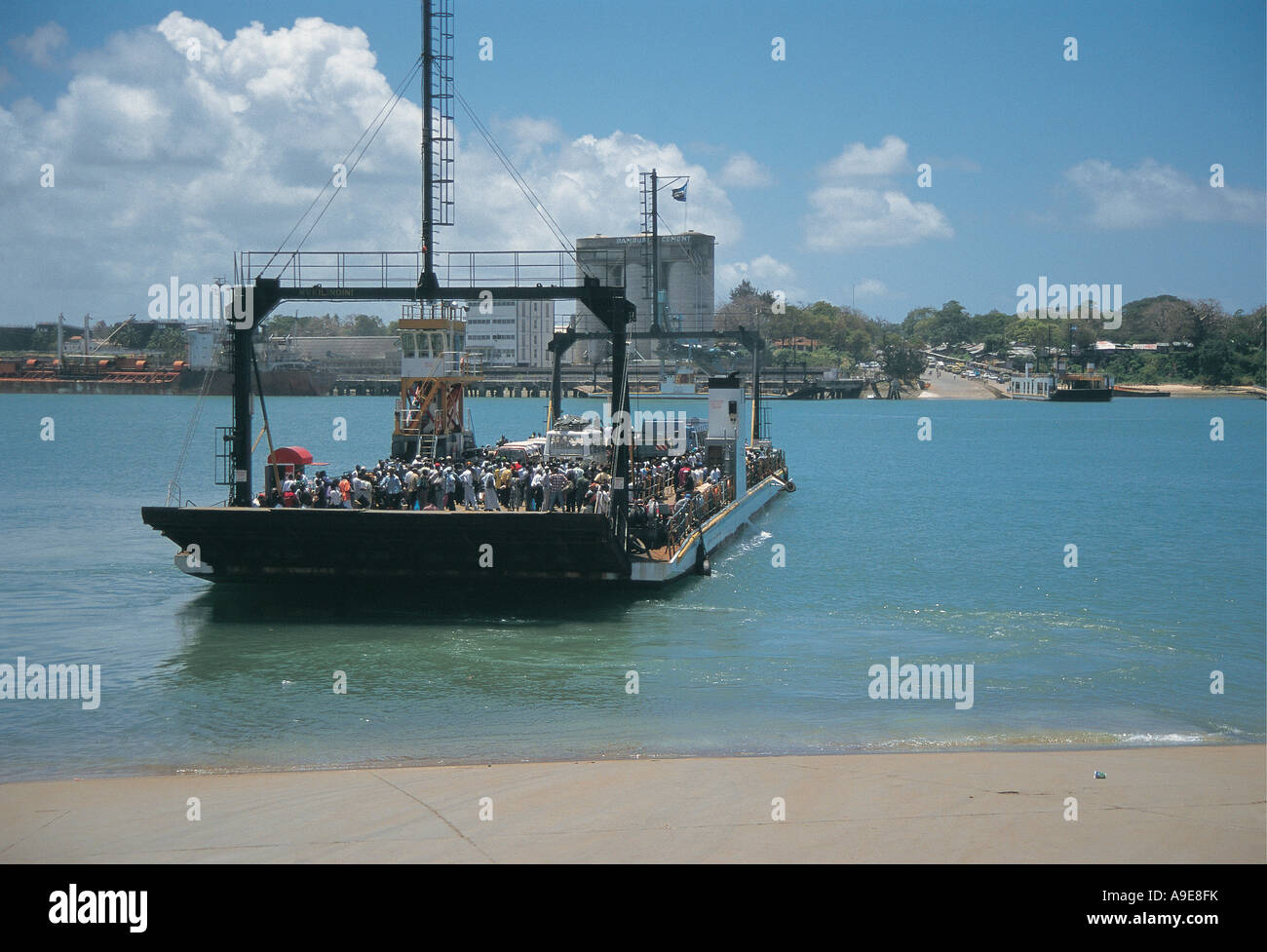 Likoni ferry Kenya Coast crossing the channel or creek from Mombasa ...