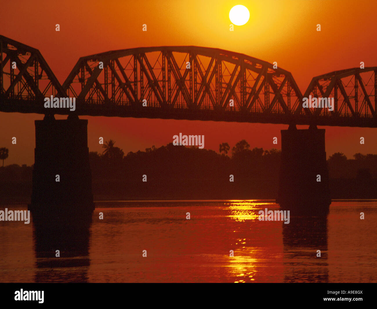Railway bridge over the Irrawaddi River Burma Stock Photo - Alamy