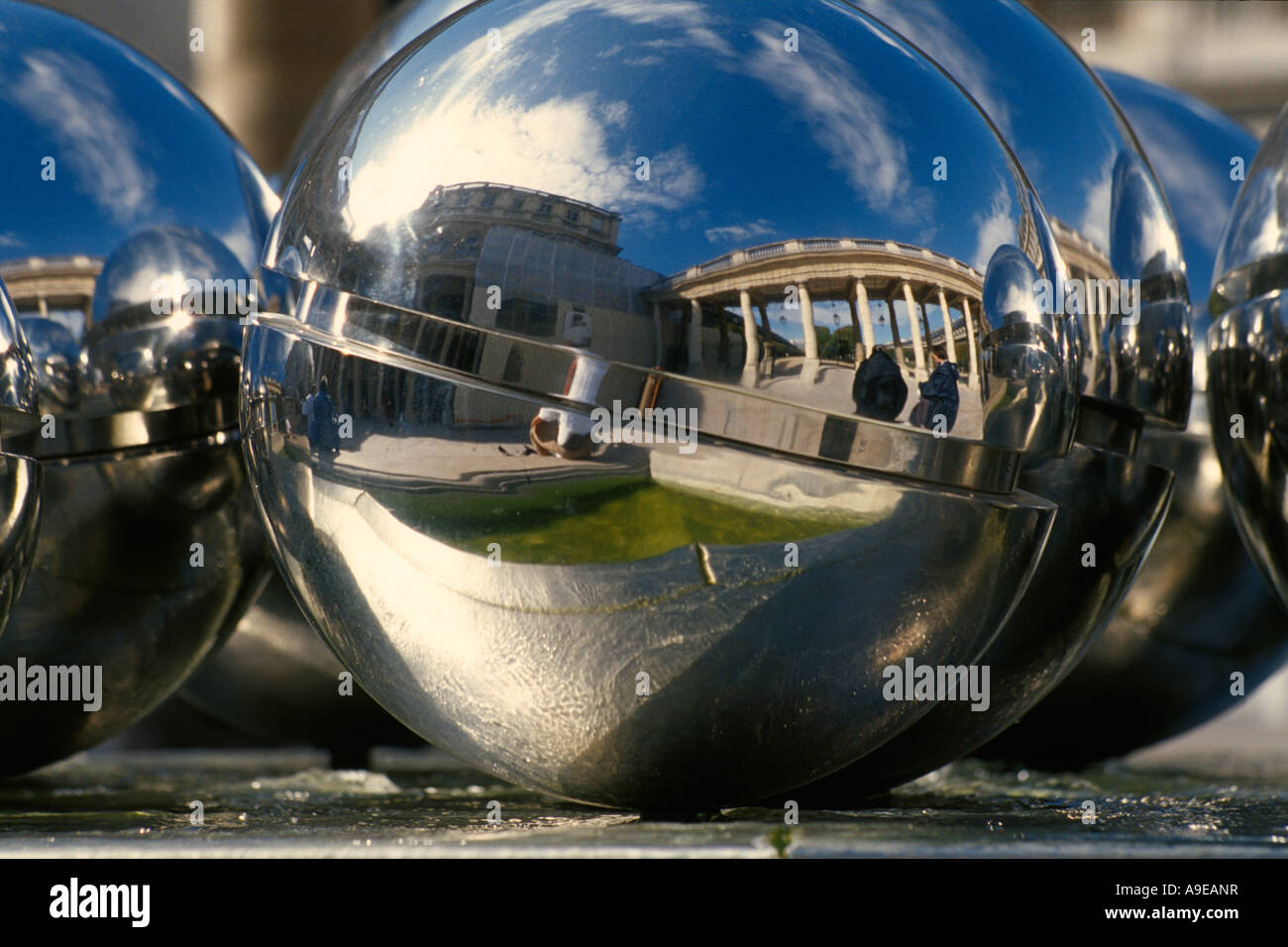 Paris France Fountain of shiny spheres by Belgian artist Pol Bury in ...