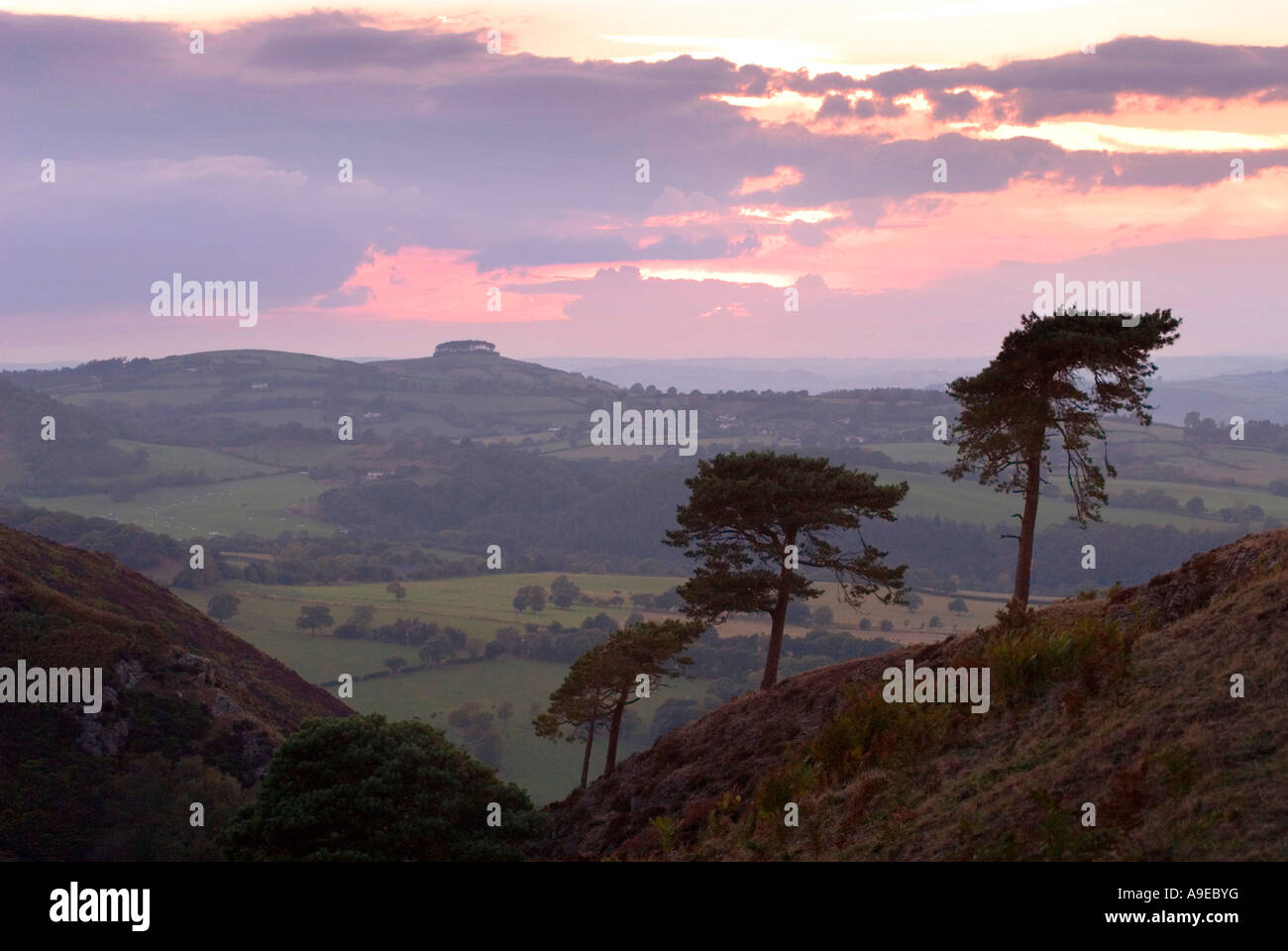 Sunset over the Shropshire Hills, above Snailbeach, Shropshire Stock ...