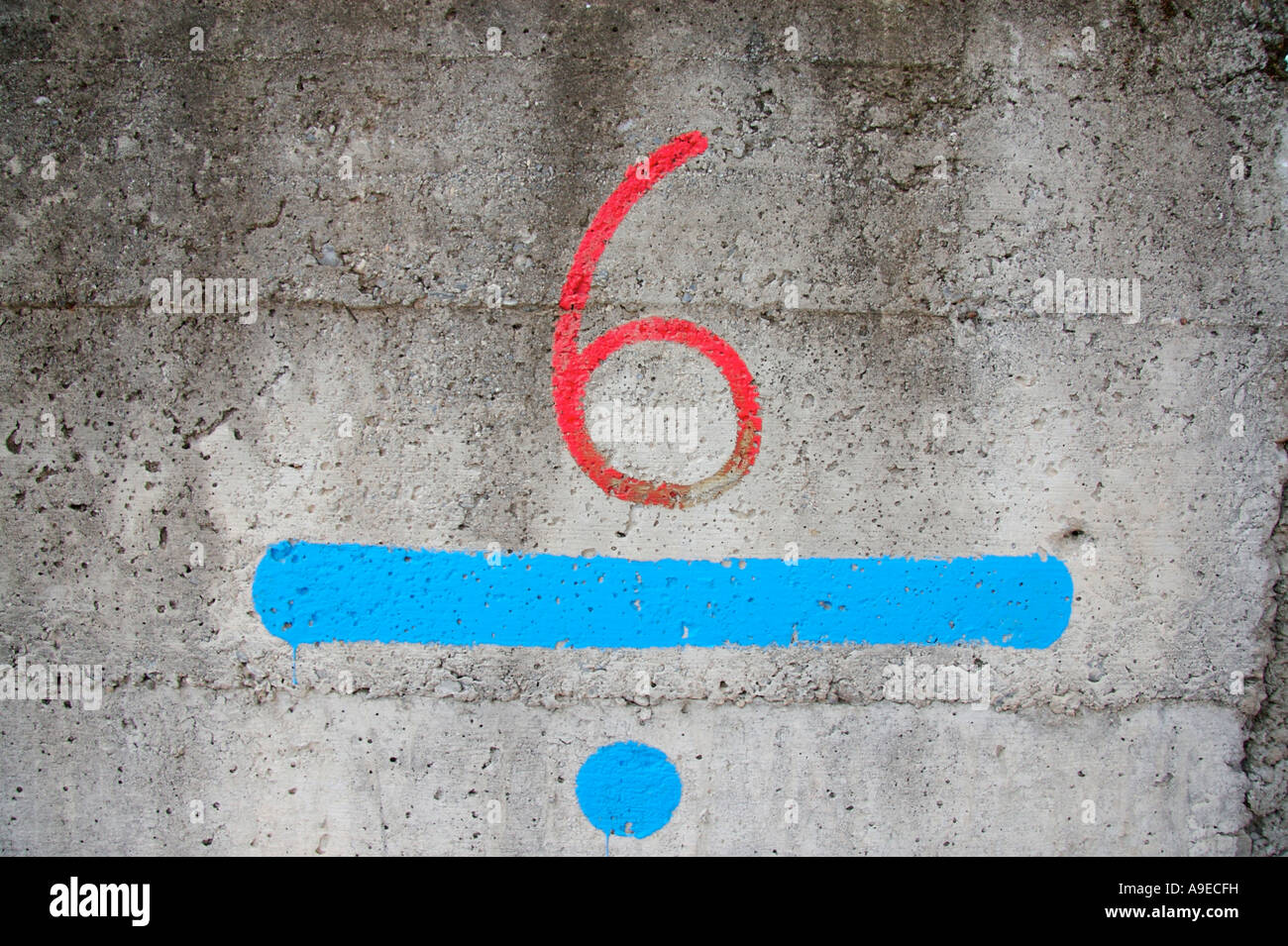 Concrete wall signed with number 6 Stock Photo - Alamy