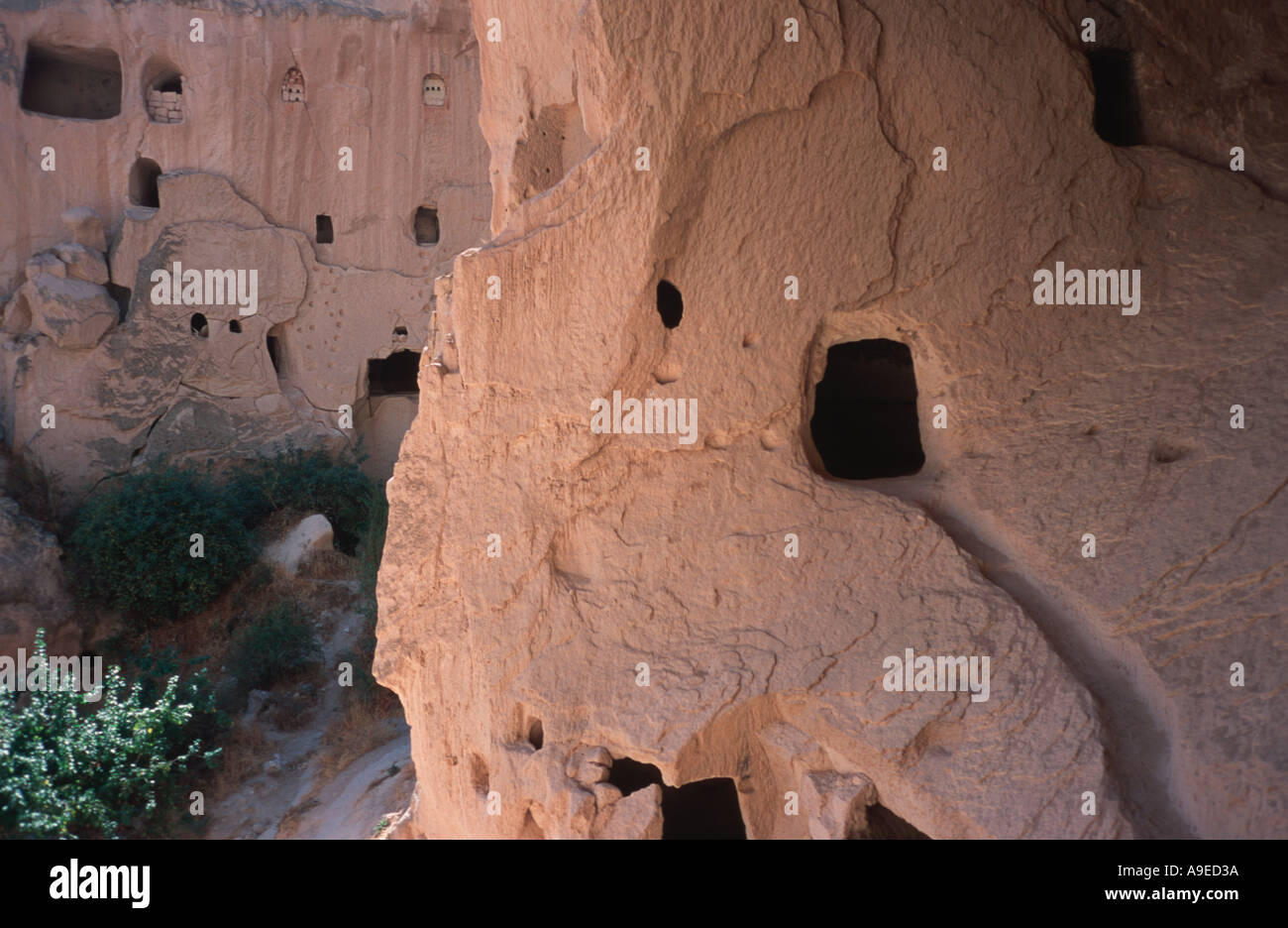 Early Christian dwellings and churches carved in rock Zelve valley ...