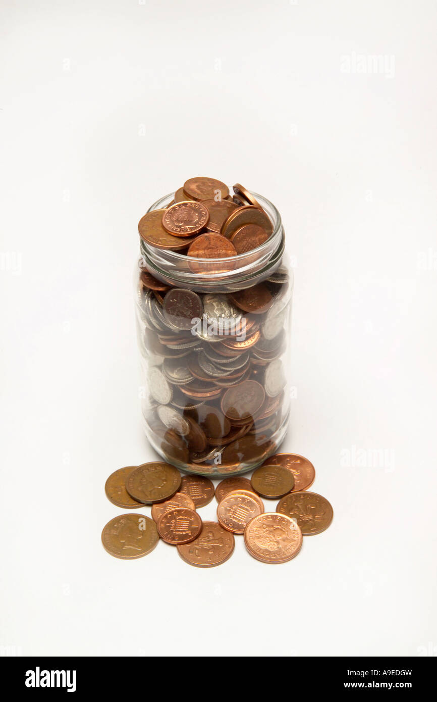 Jar of Pennies Stock Photo - Alamy
