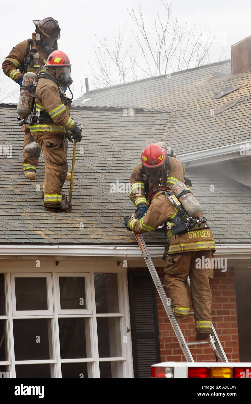Firefighter training exercise controlled burning of a house McLean ...