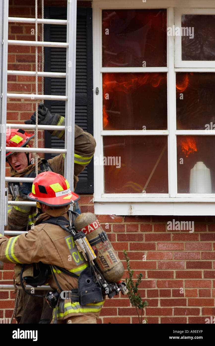 Firefighter training exercise controlled burning of a house McLean ...