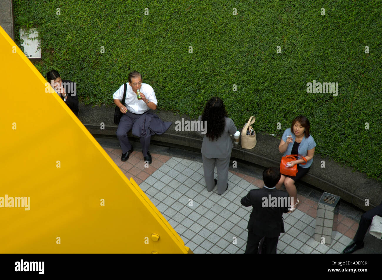 Smoking area outside an office building in Tokyo Stock Photo - Alamy