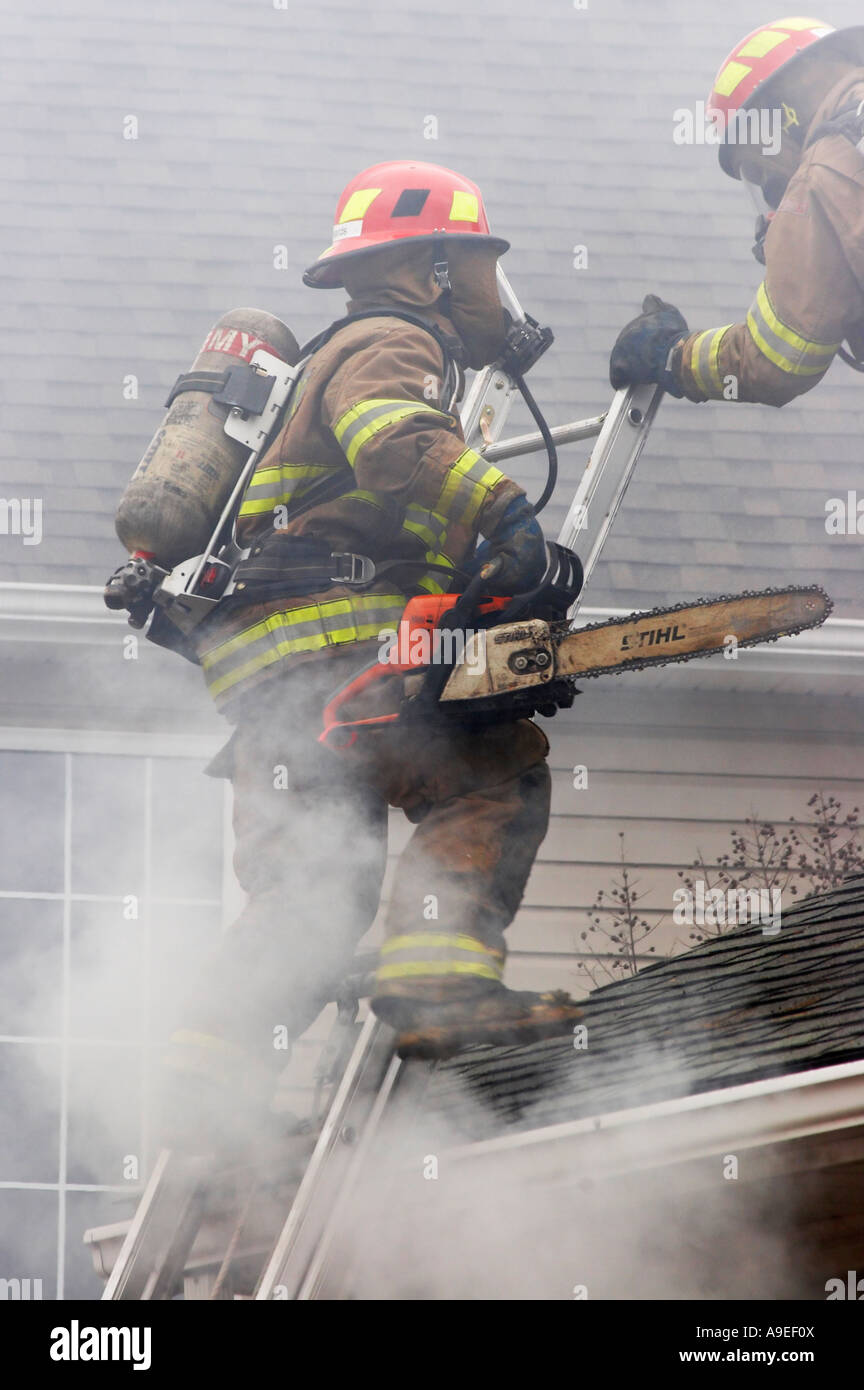 Firefighter training exercise controlled burning of a house McLean ...