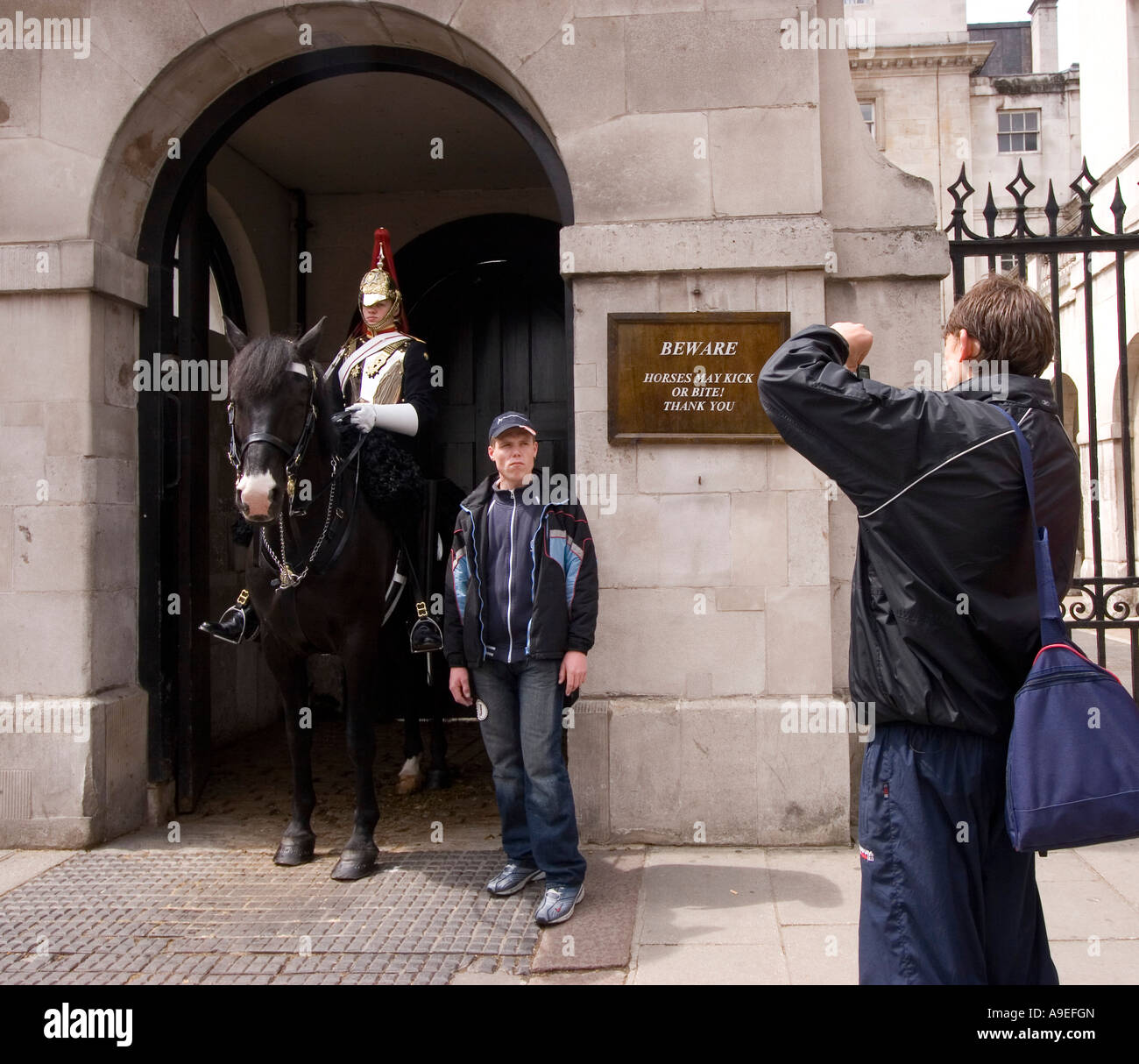 The Queen's Life Guard on guard in Whitehall outside Horse Guards ...