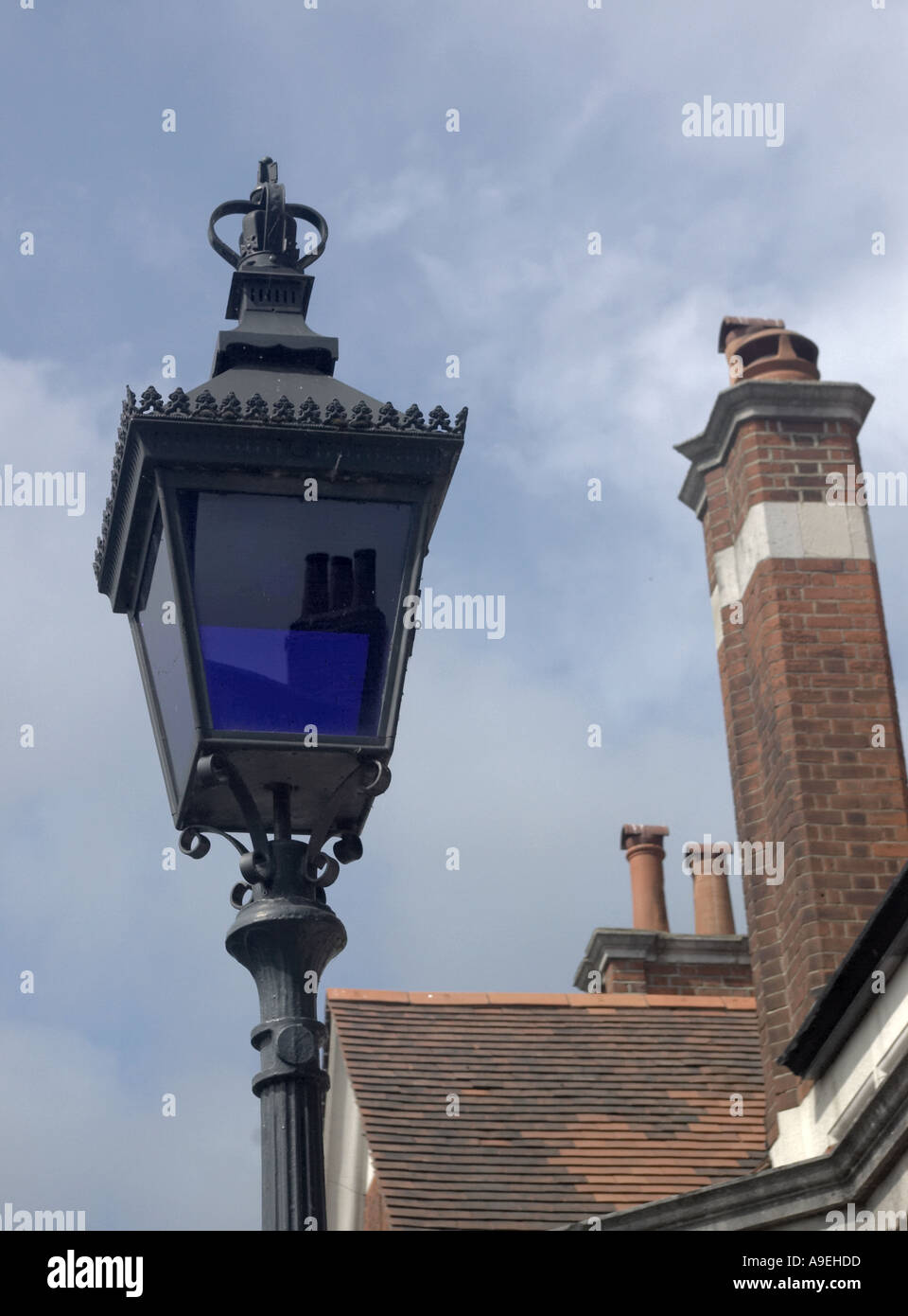 old fashioned blue metropolitan police station lamp Stock Photo - Alamy