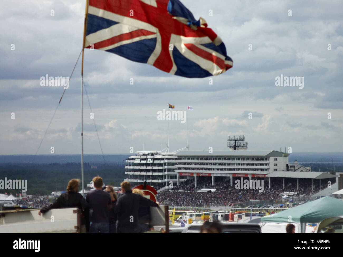 Union Jack at Tattenham Corner for Epsom Derby Stock Photo - Alamy